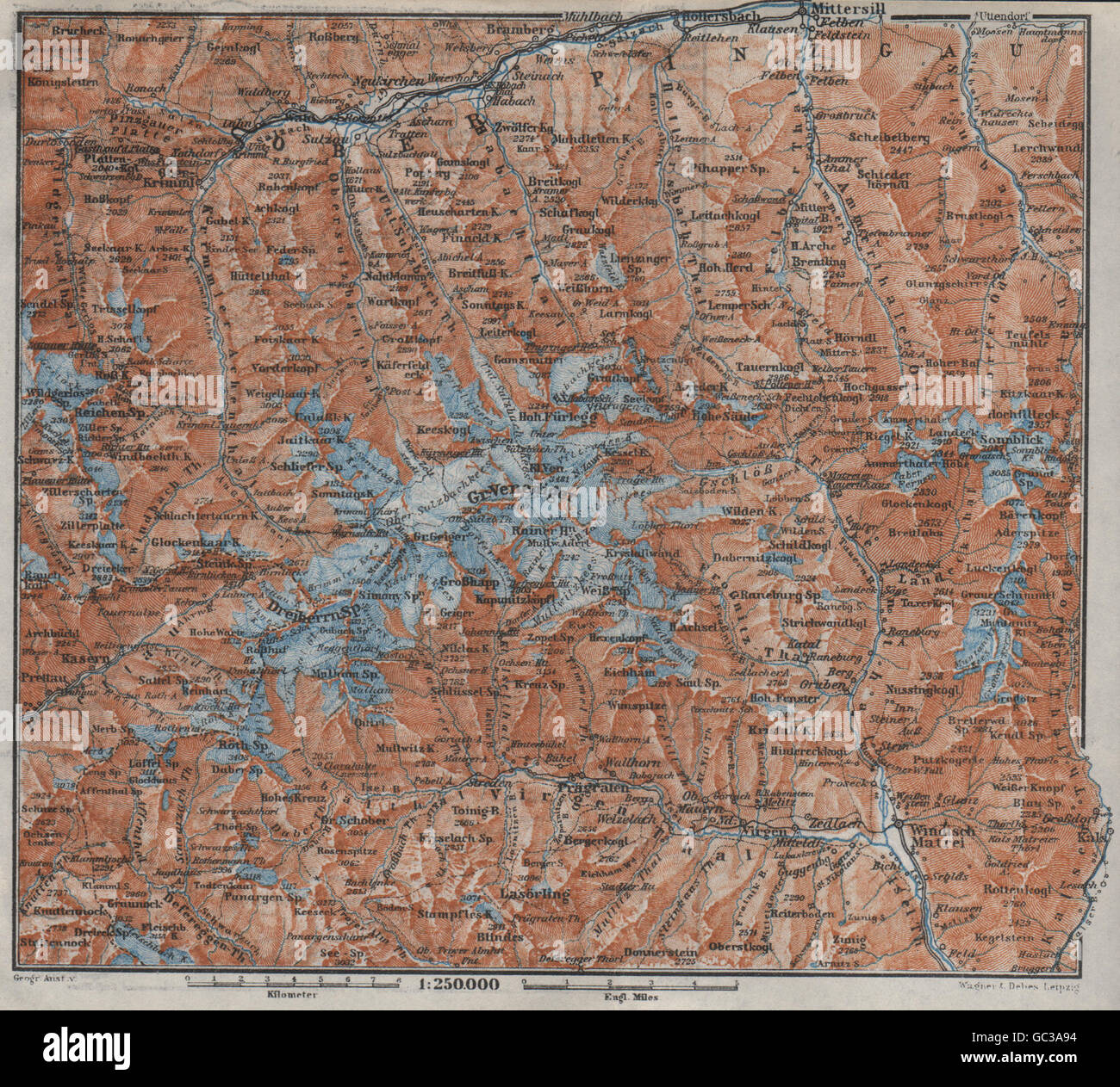 VENEDIGERGRUPPE. OBERPINZGAU. HOHE TAUERN. Mittersill Prägraten karte ...