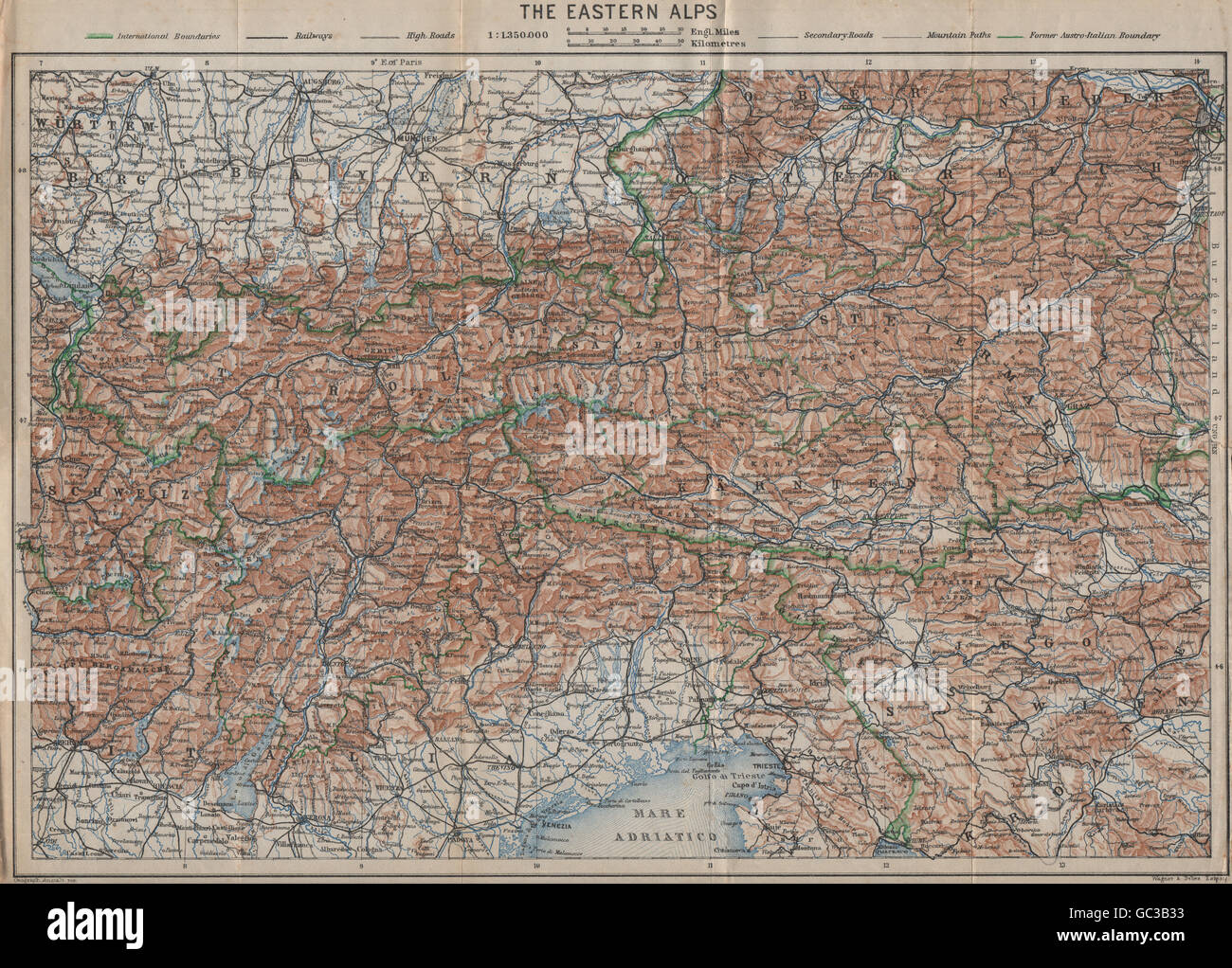 Vintage austria alps map hi-res stock photography and images - Alamy