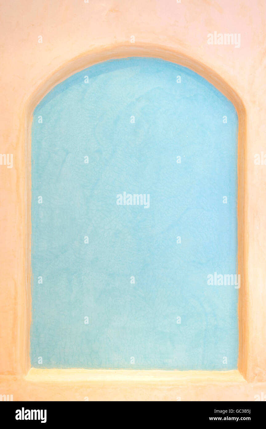 Interior, bathroom with traditional Moroccan plaster walls technique ...