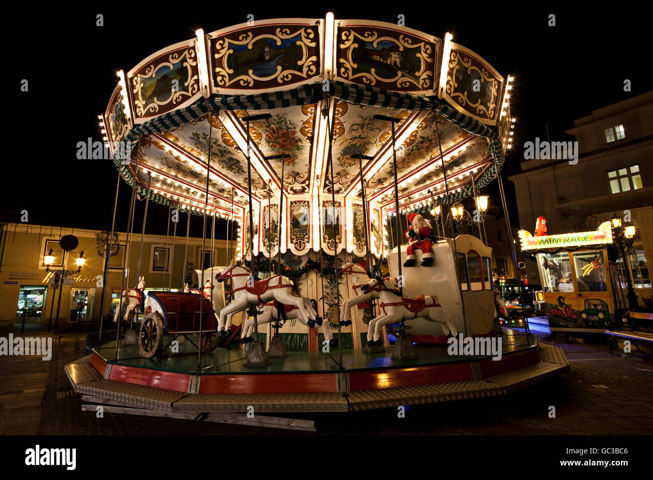 Merry-go-round at Christmastime Stock Photo - Alamy
