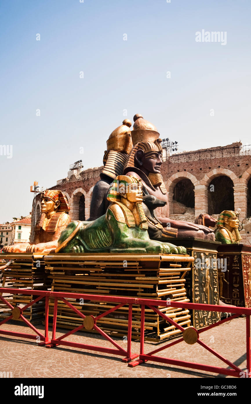 Theatrical props outside the Arena di Verona, Roman amphitheatre in ...