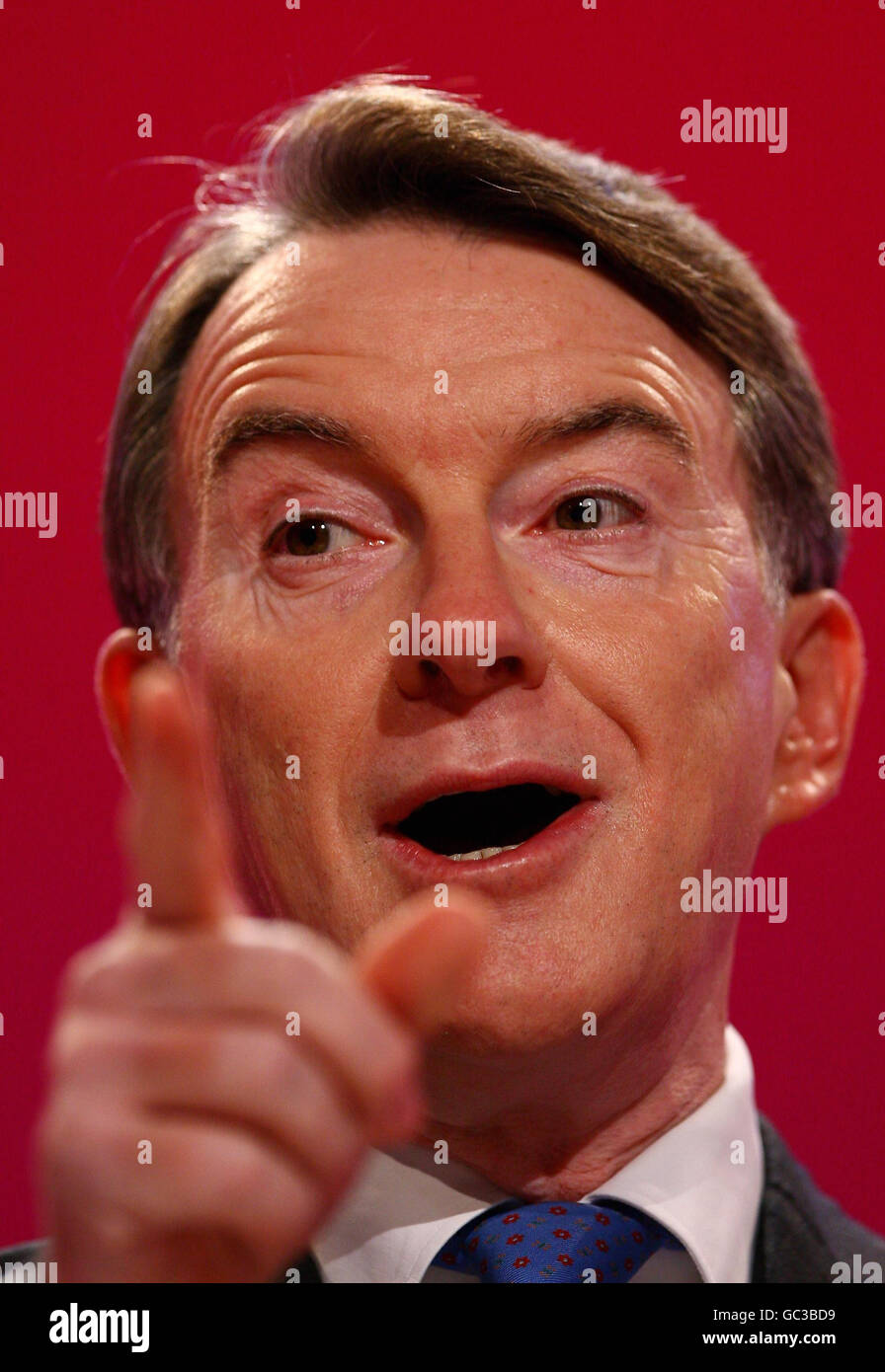 Head head shot speaking politics peter mandelson hi-res stock ...