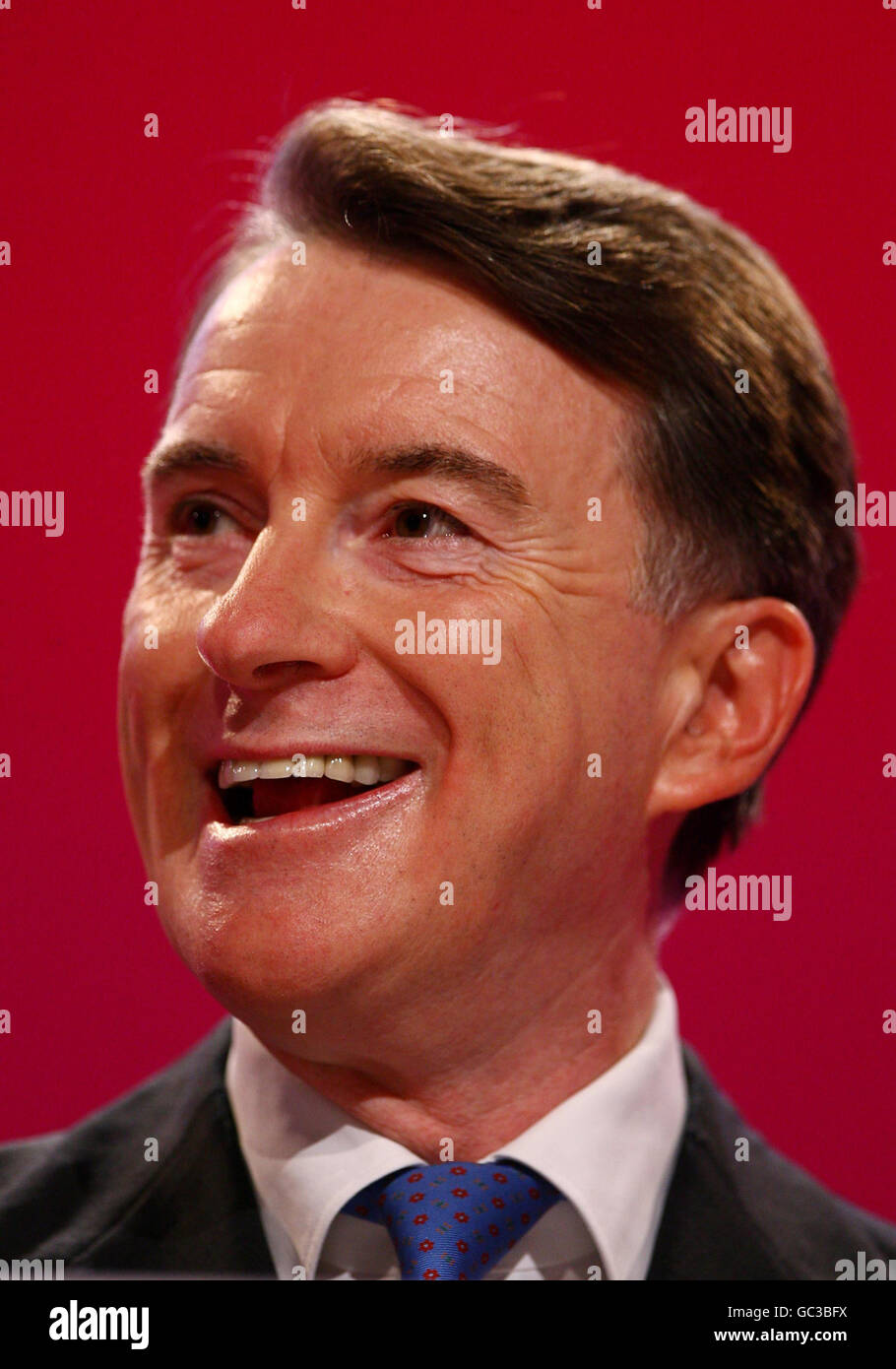 Head head shot speaking politics peter mandelson hi-res stock ...