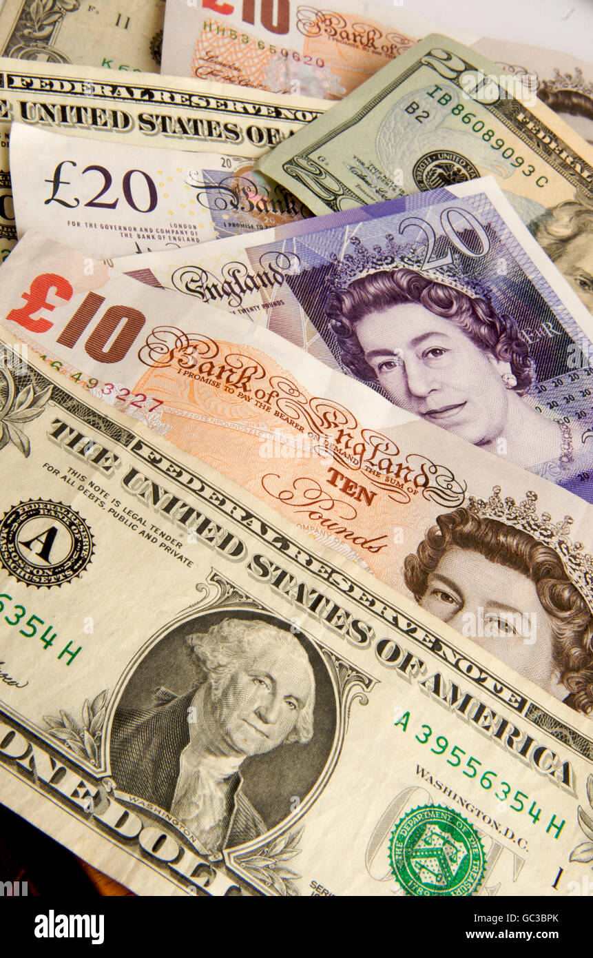Pound Sterling And Dollar Banknotes Stock Photo Alamy