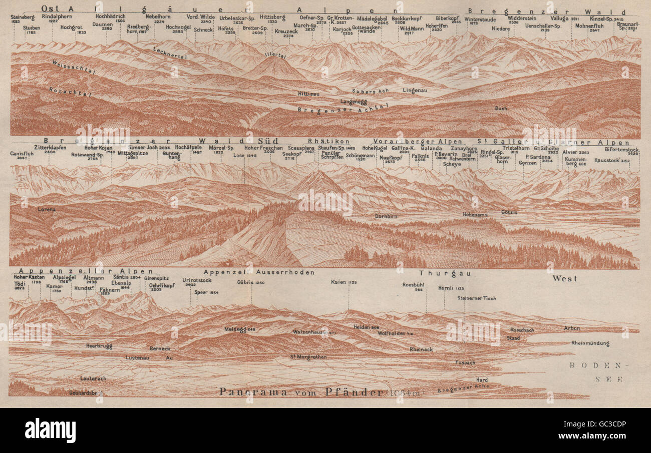 PANORAMA from/vom PFÄNDER (1064m). Vorarlberg. Österreich. Pfander ...