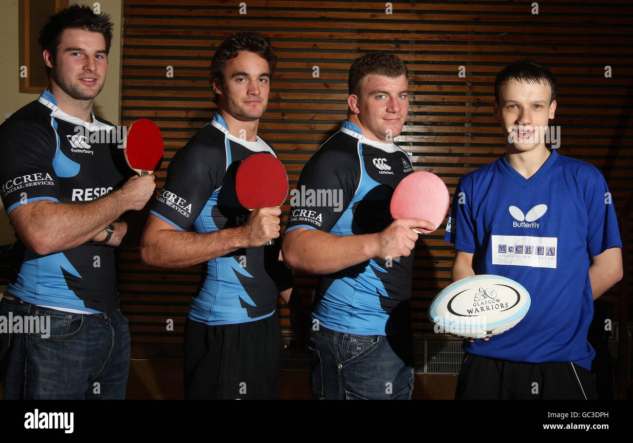 Glasgow Warriors' Johnnie Beattie, Thom Evans and Moray Low with ...