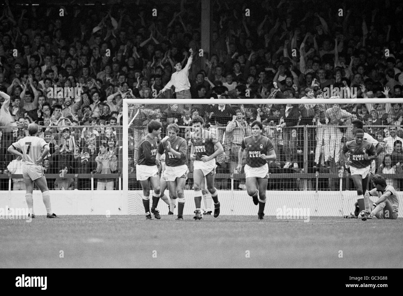 Nottingham Forest celebrate another goal during their 6-0 rout of Aston ...