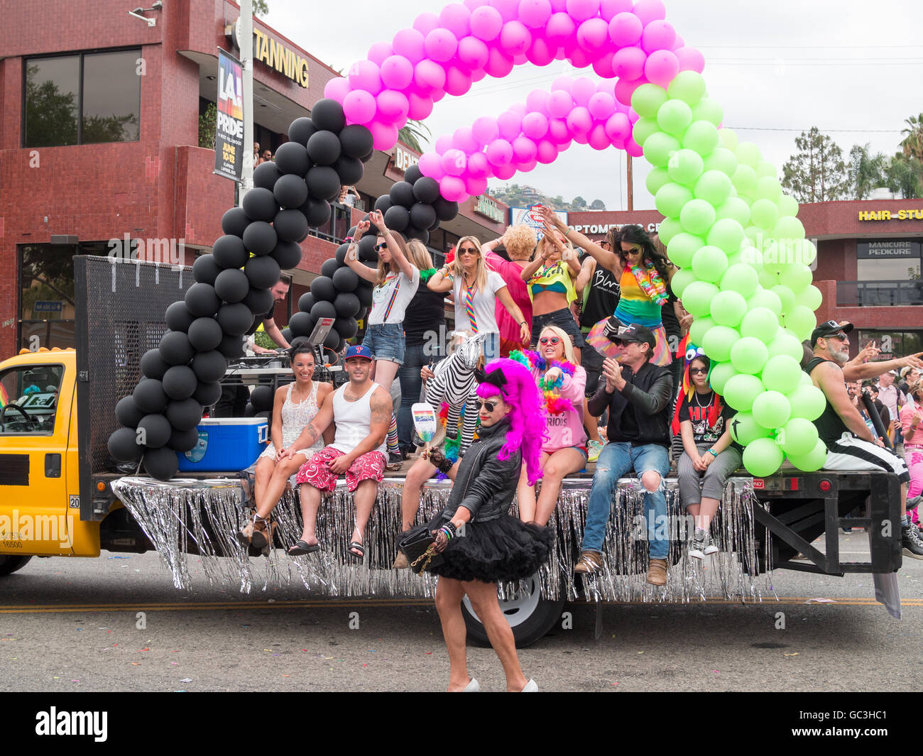 Happy people parading in LA Pride Parade 2016 Stock Photo - Alamy