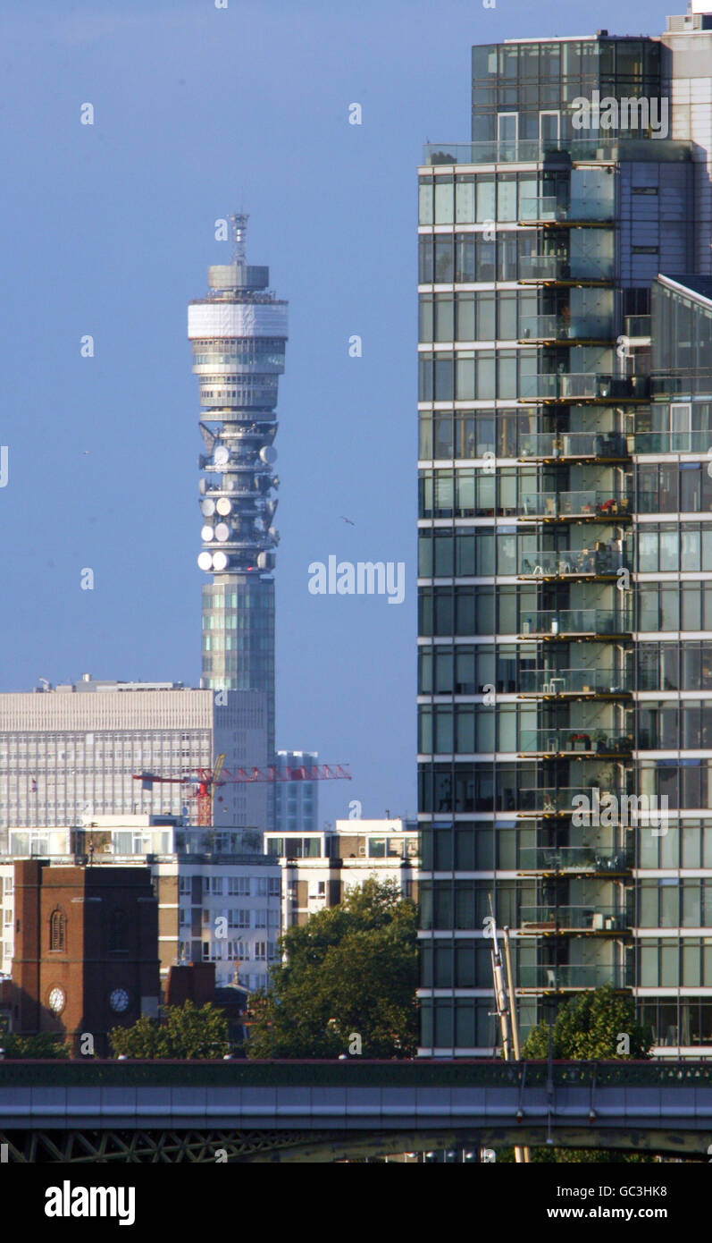 The Telecom Tower in the centre of London and the Montevetro building ...