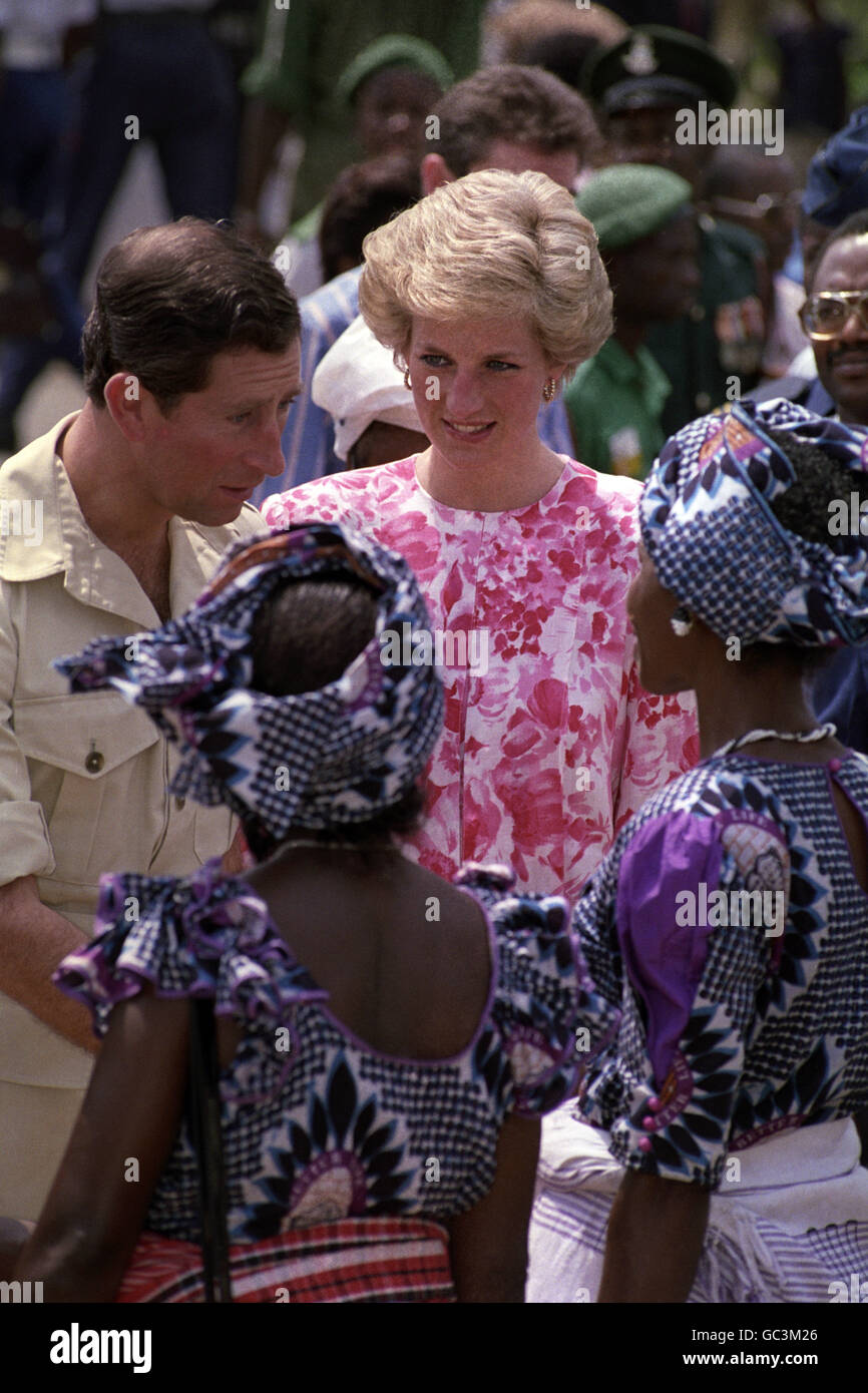 The Prince and Princess of Wales meeting villagers near Port Harcourt ...