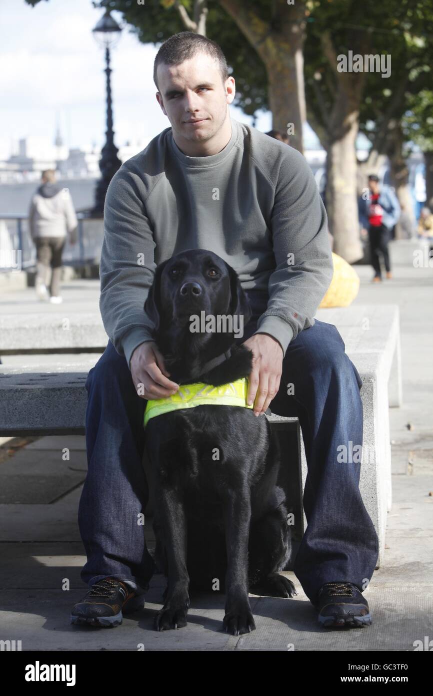 Brad Ranson 16 from Durham with his Guide Dog Lance, one of the first ...