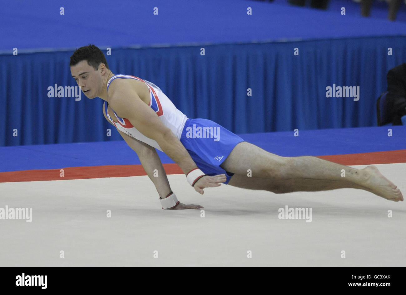 Great Britain's Kristian Thomas performs his floor routine during the ...