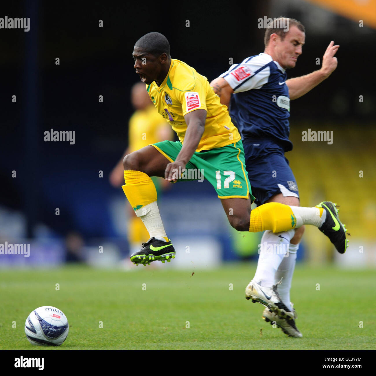 Bristol Rovers' Jo Kuffour (left) and Southend's Alan McCormack battle ...