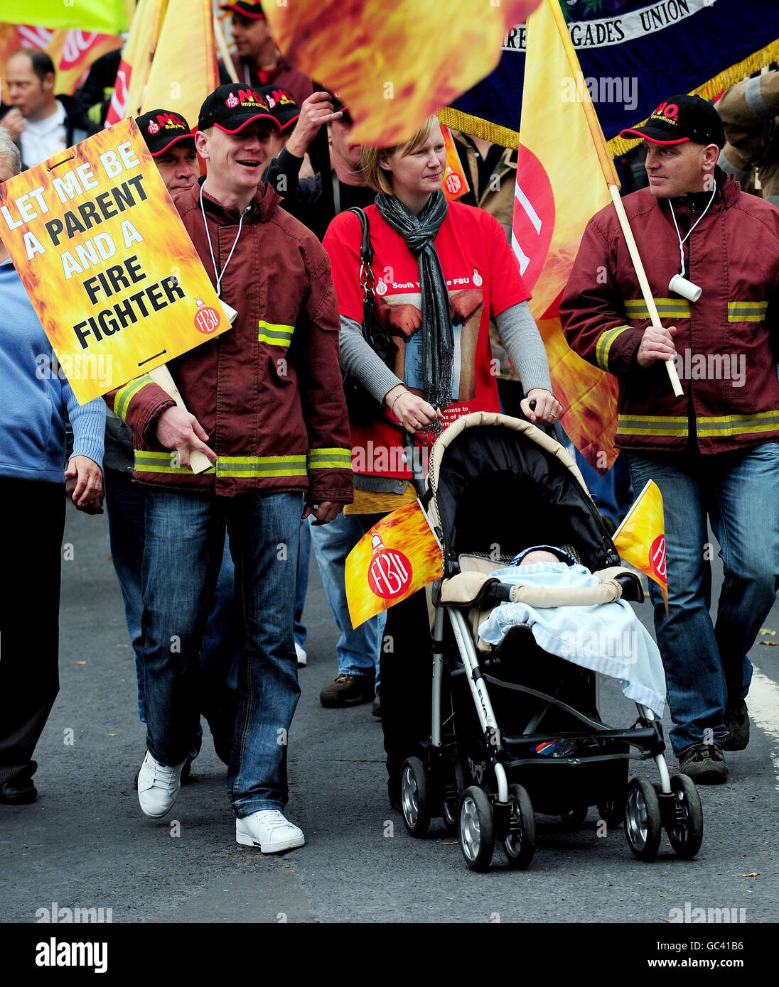 Firefighters from across the country take part in a march taking place ...