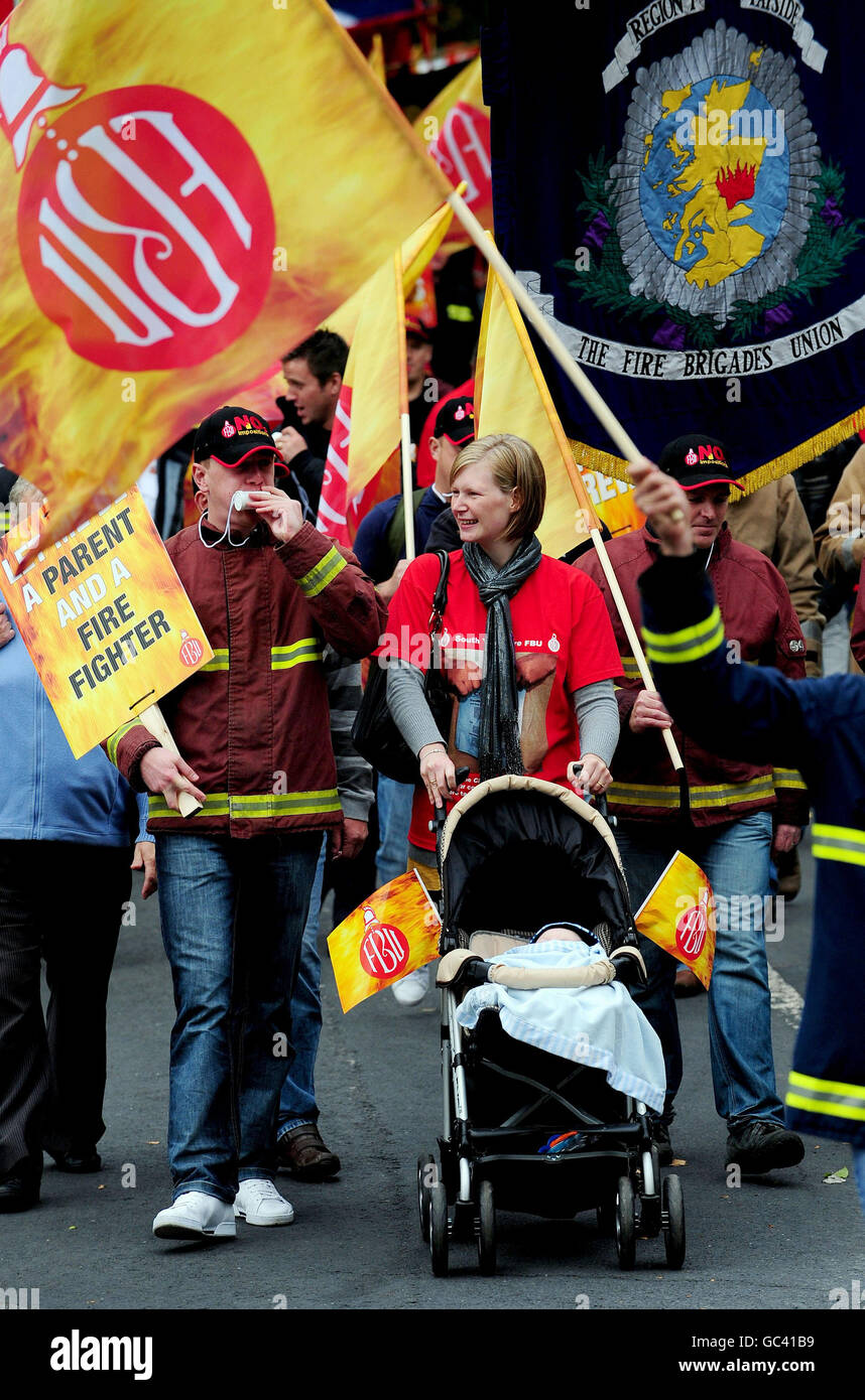 Firefighters from across the country take part in a march taking place ...
