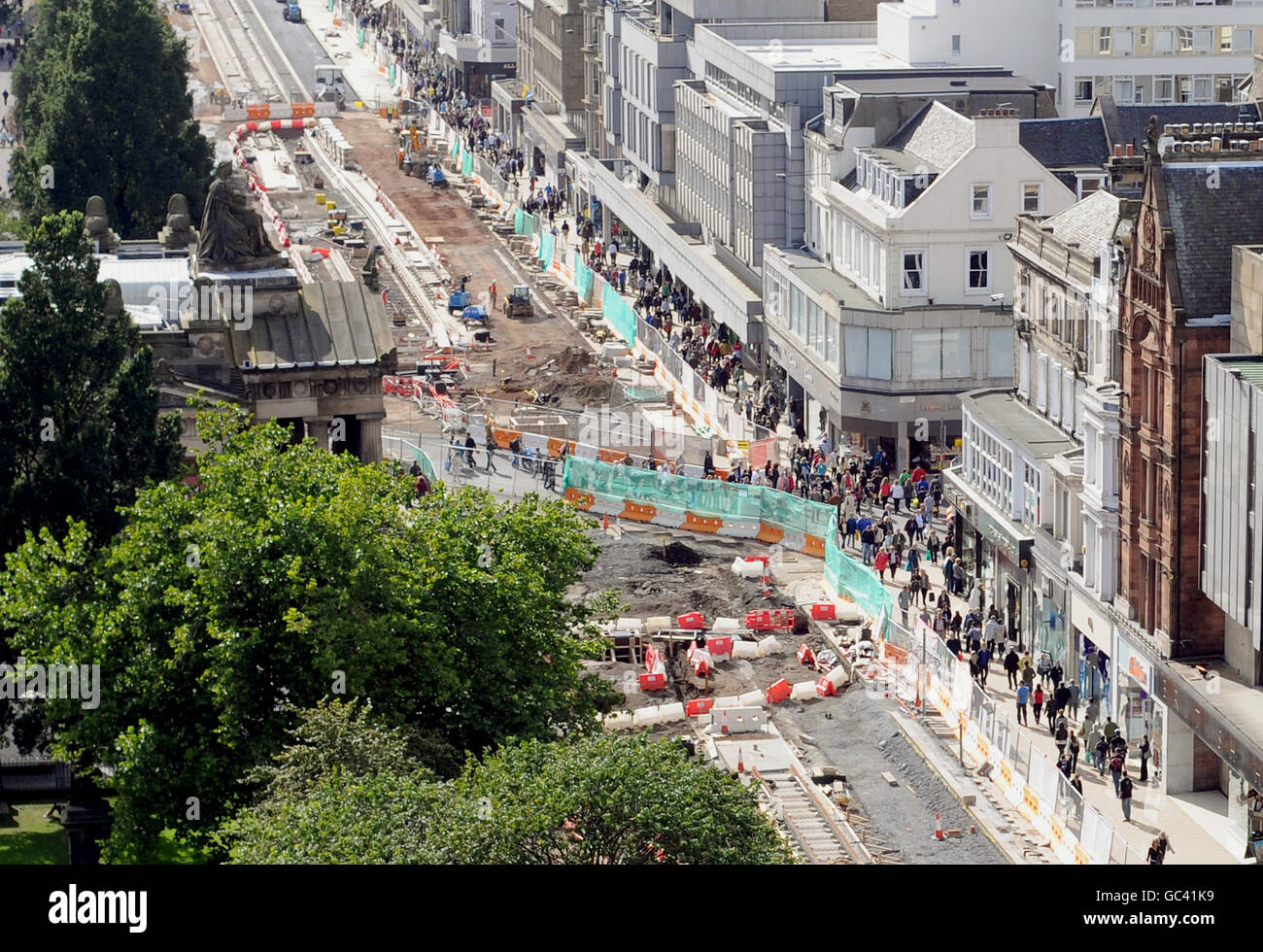 A general view of work on Edinburgh's tram project in Princes Street ...
