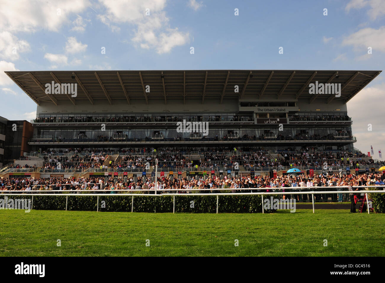A view of the Grandstand during the DFS Doncaster Cup Day at Doncaster ...