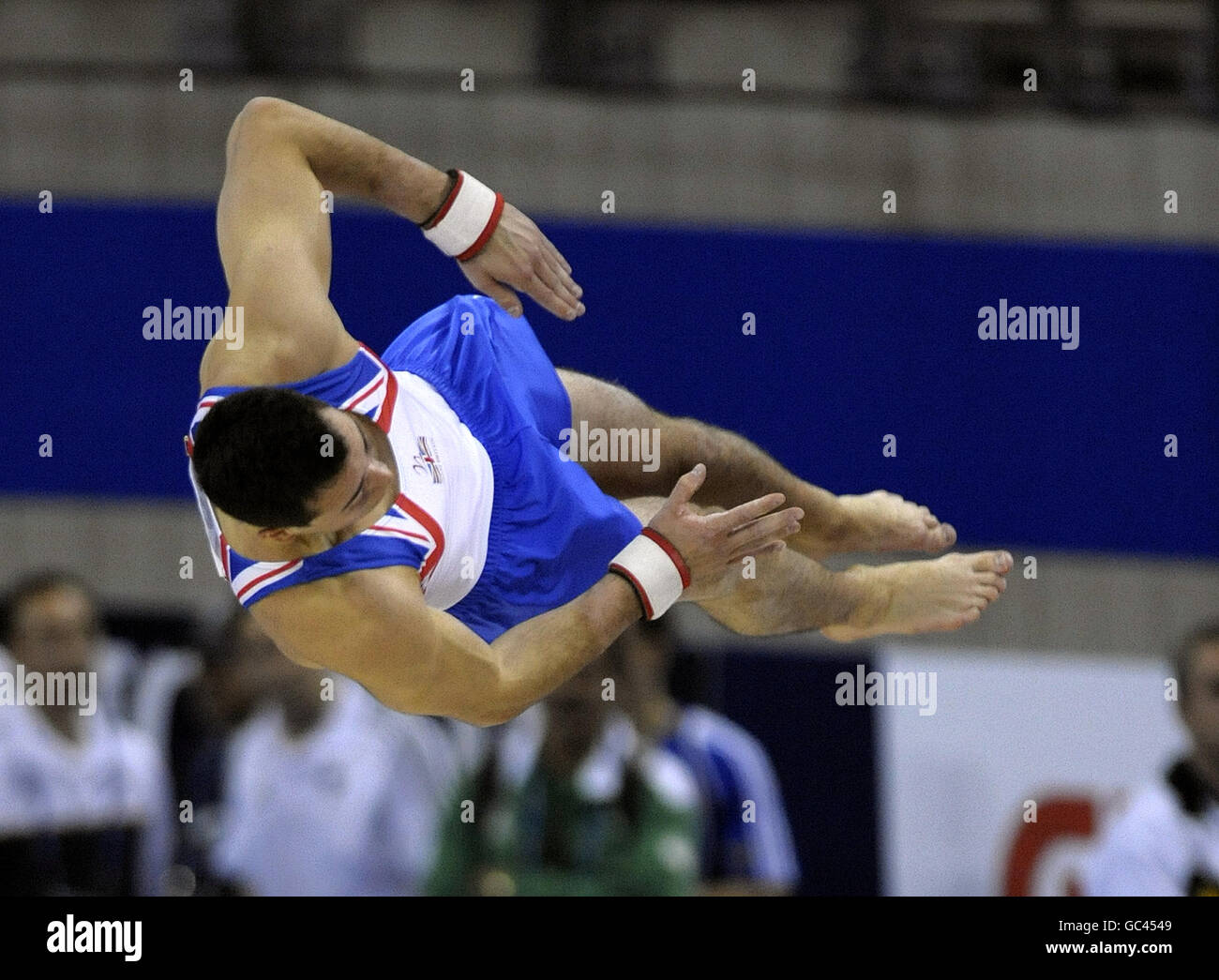 Kristian Thomas of Great Britain performs his floor routine during the ...