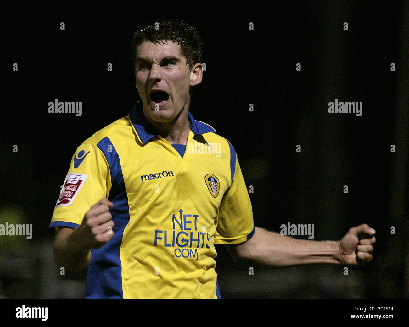 Leeds United's Sam Vokes celebrates scoring his sides' second goal ...