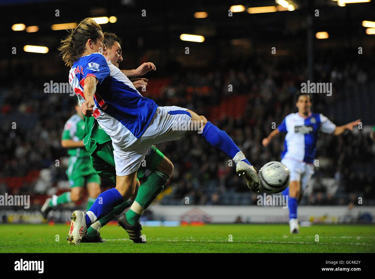 Blackburn Rovers' Michel Salgado scores his side's third goal of the ...