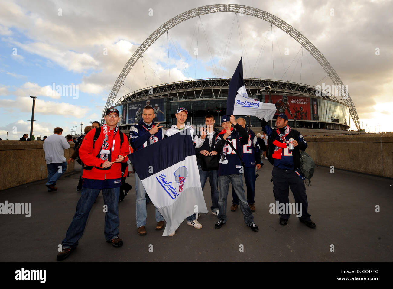 New England Patriots fans arrive for the match at Wembley Stadium Stock ...
