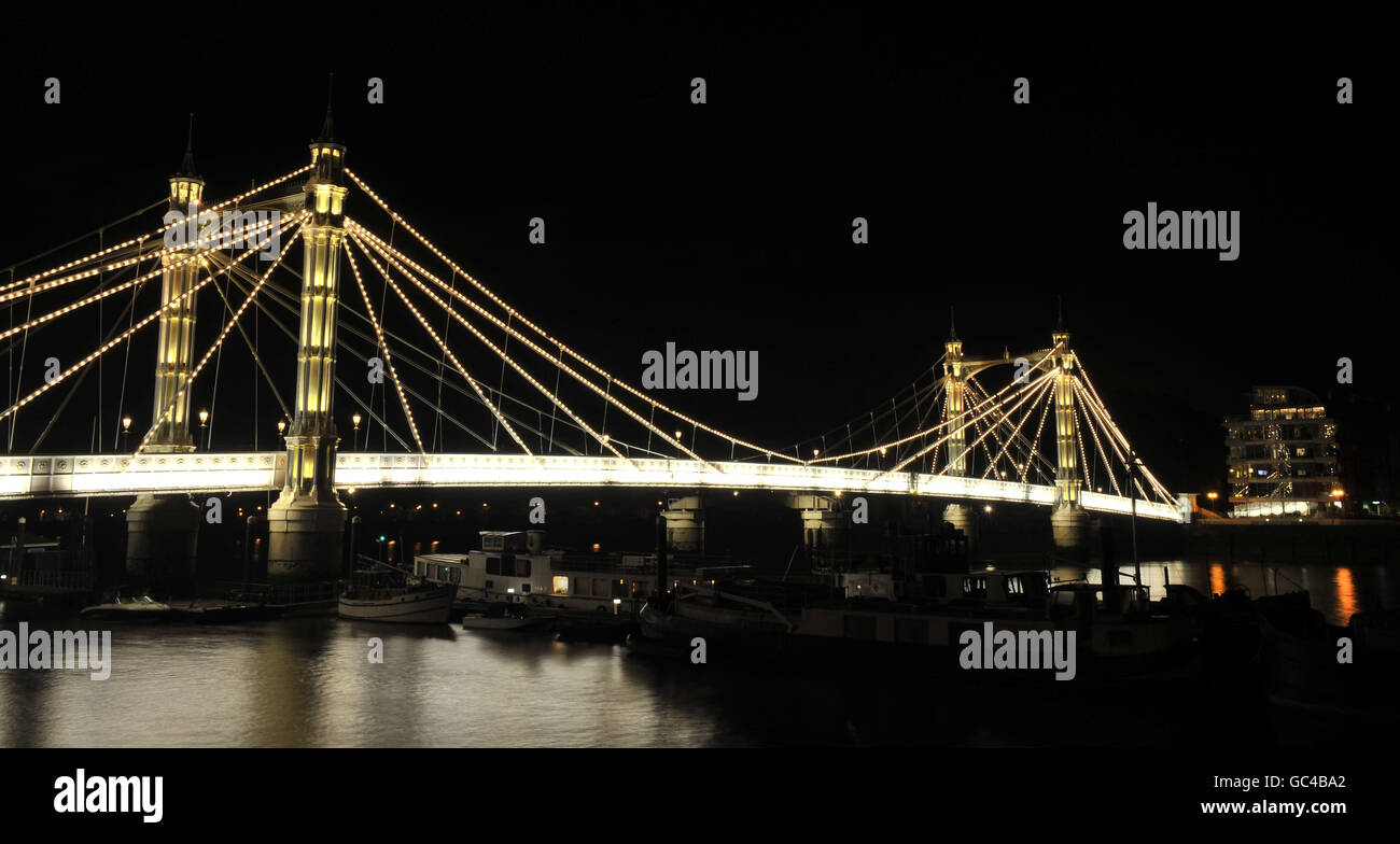 Albert Bridge stock. General view of the Albert Bridge in London Stock ...