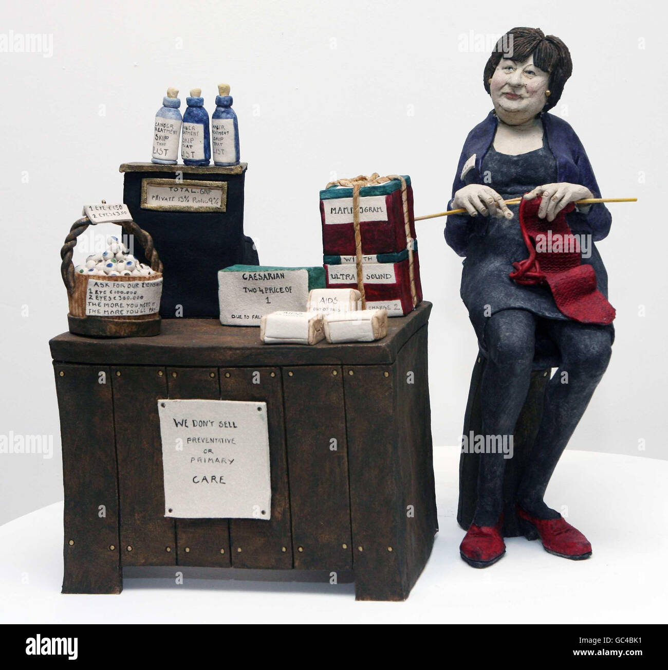 A sculpture of Mary Harney at an old-style chemist by Sligo artist ...