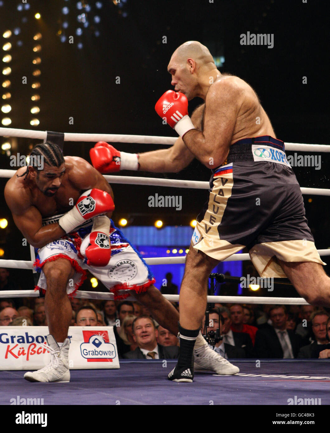 England's David Haye ducks away from Russia's Nikolai Valuev during the ...