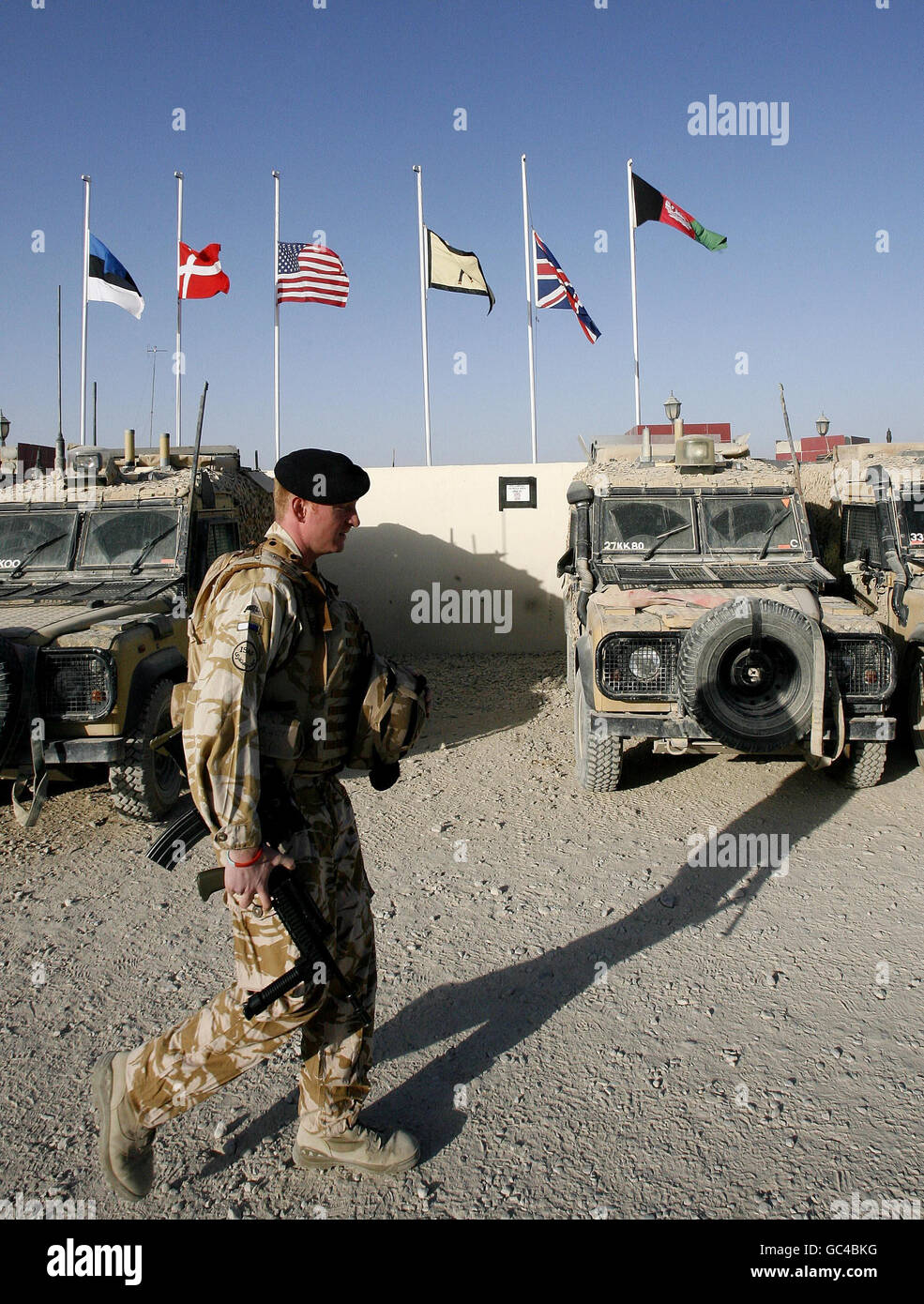 Flags fly at half mast at the Main British Operations Base for Task ...