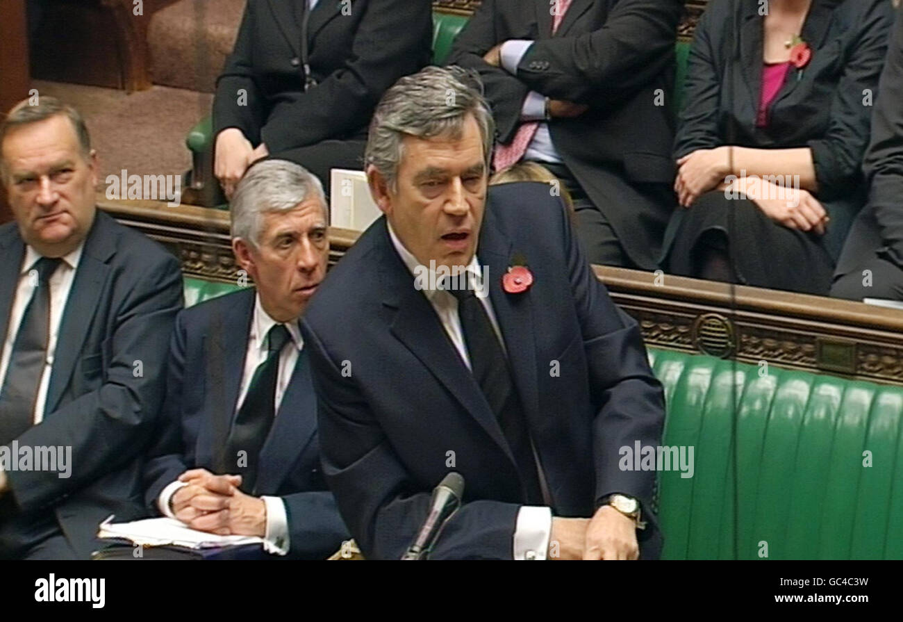Prime Minister Gordon Brown speaks during Prime Minister's Questions in ...