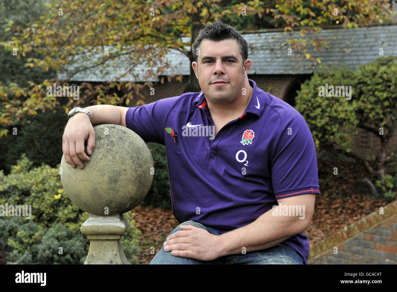England's Duncan Bell poses for the media at the teams Penny Hill Park ...