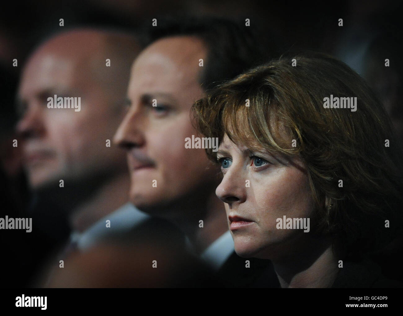 Shadow Chancellor George Osborne's wife Frances listens to her husband ...