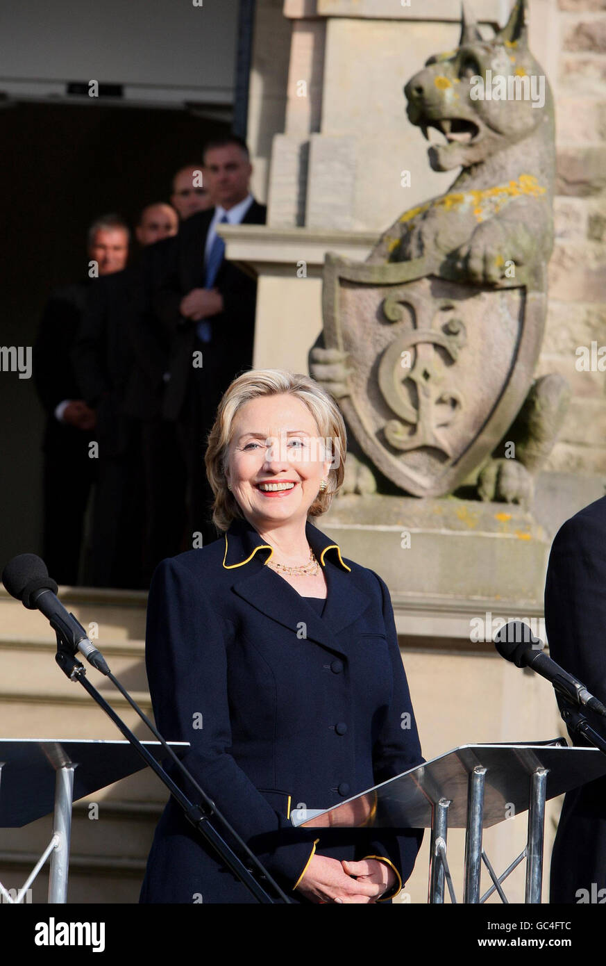US Secretary of State Hillary Clinton, speaks at Stormont Castle in ...