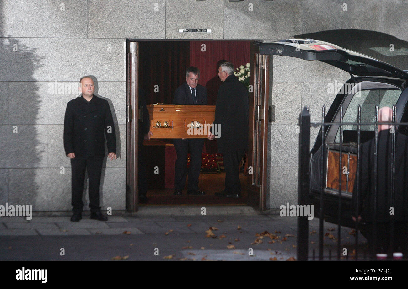The coffin of Stephen Gatley arrives at the Jennings Funeral Directors ...