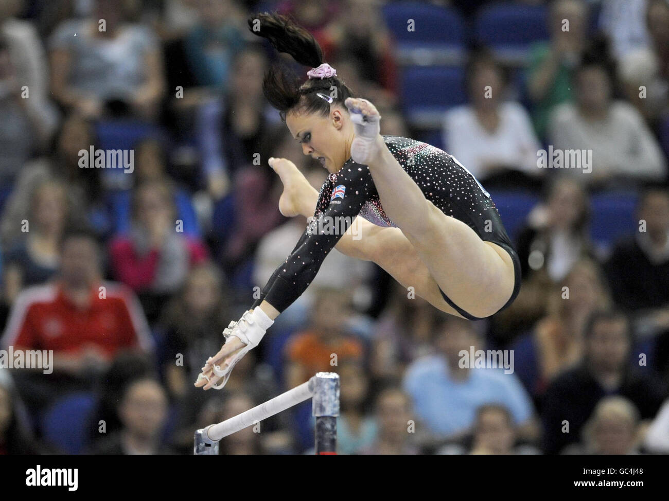 Great Britain's Rebecca Wing competes on the un-even bars during the ...