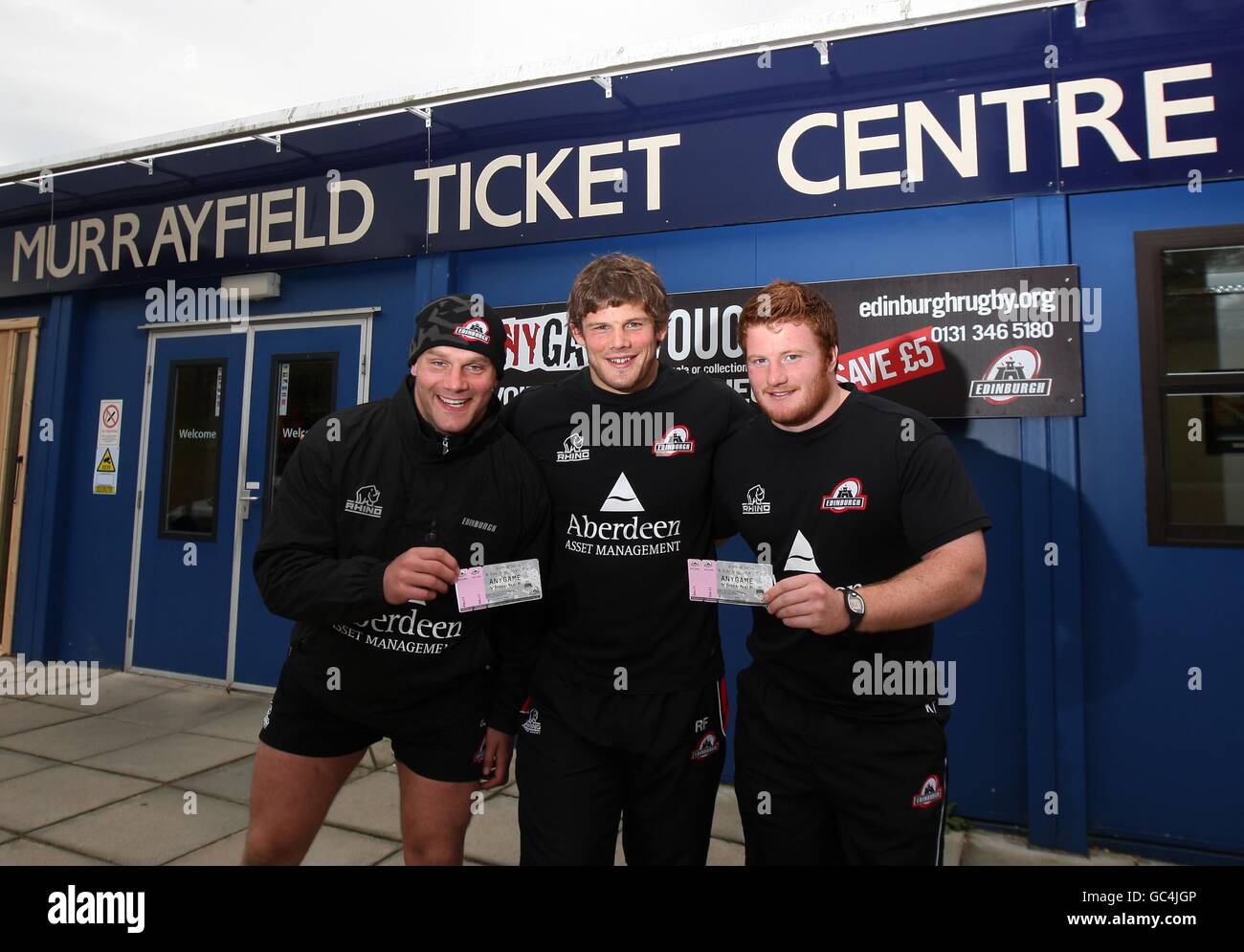 Edinburgh's front row Geoff Cross (left), Ross Ford and Kyle Traynor ...