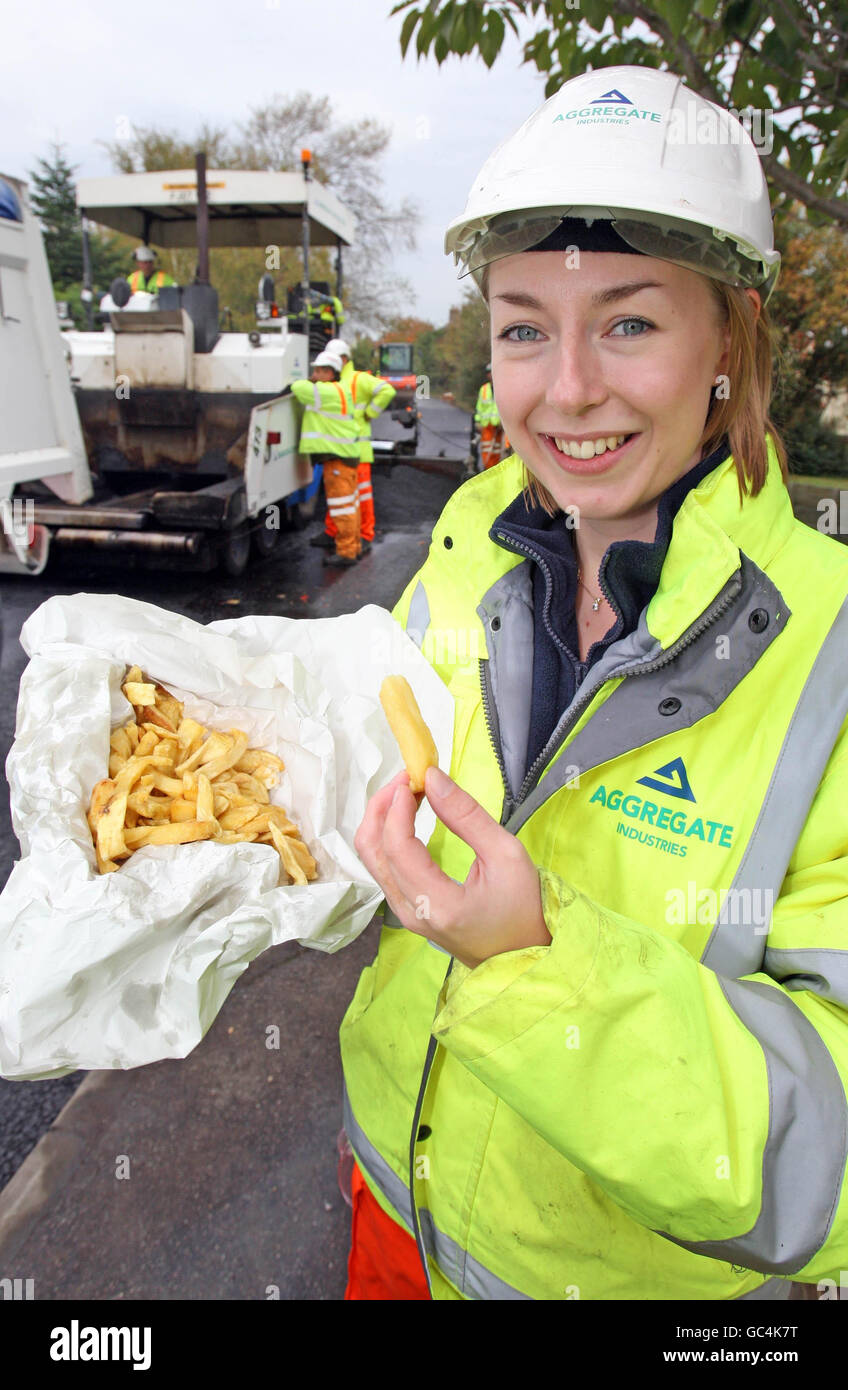 Trials underway for waste chip fat in asphalt Stock Photo - Alamy