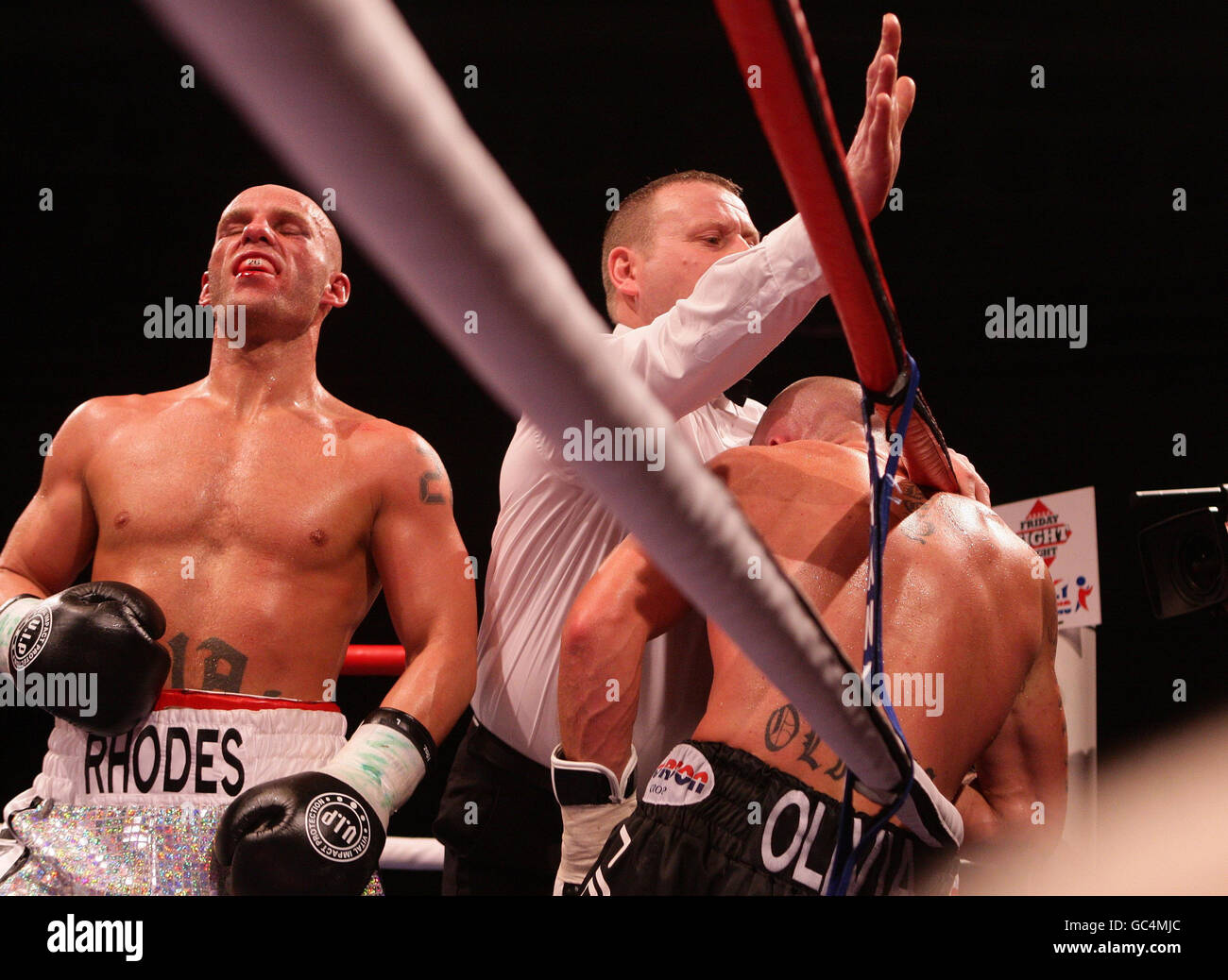 Referee Howard Foster stops the fight between Jamie Moore and Ryan ...