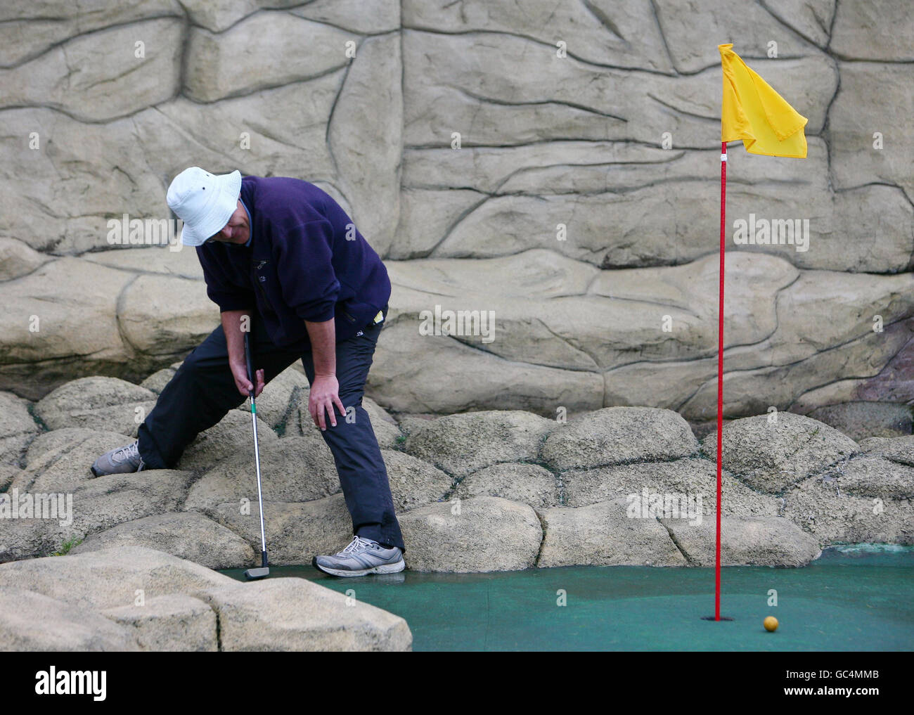 Tim Davies, the current World Crazy Golf Champion misses a putt during ...