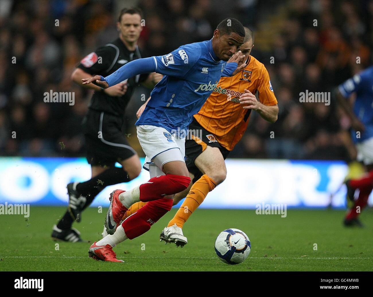 Portsmouths kevin prince boateng left hull citys dean right battle ball ...