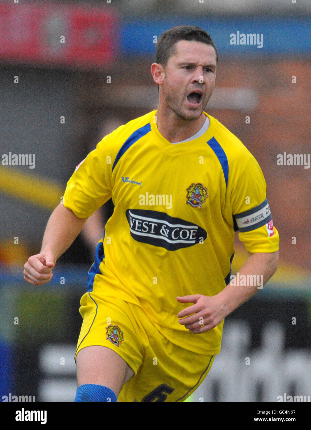 Dagenham & Redbridge's Mark Arber celebreates scoring their equalising ...