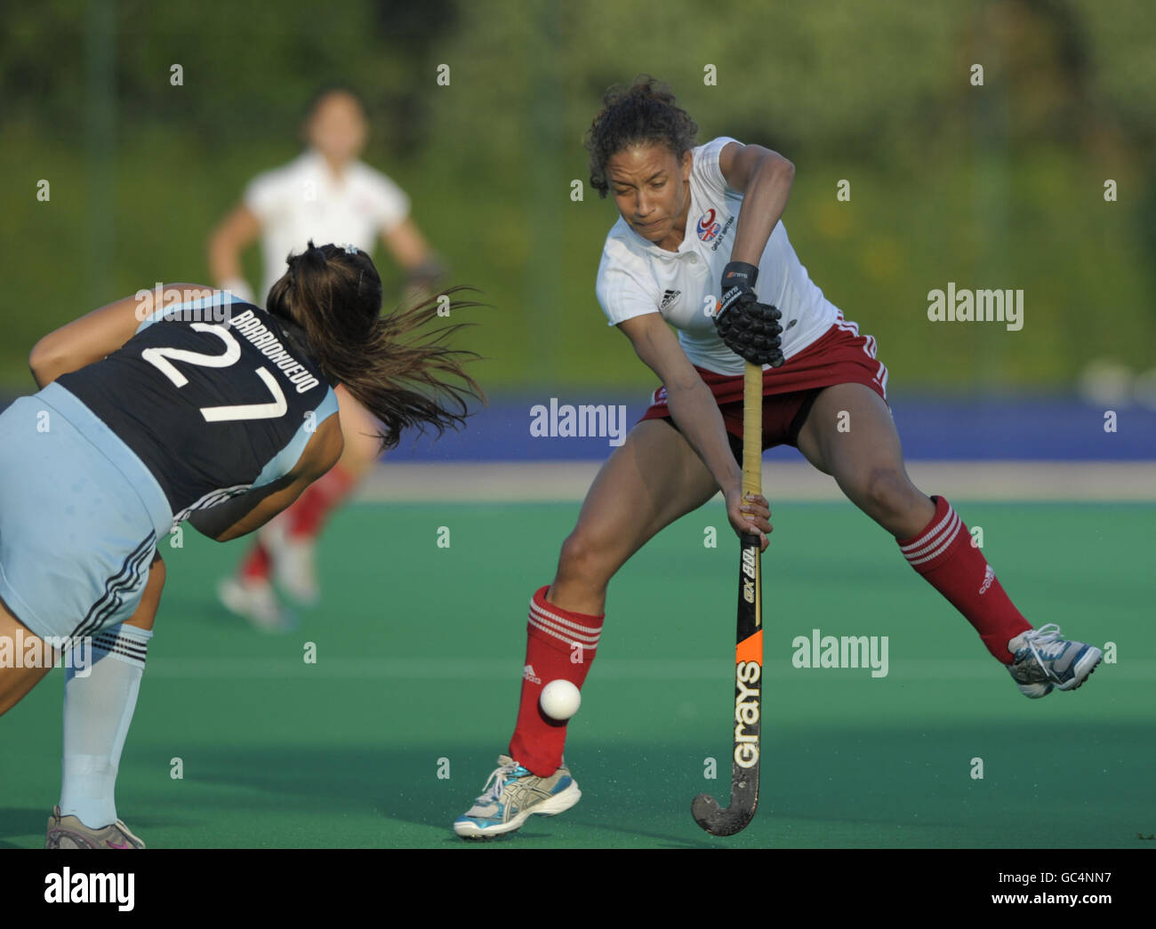 Great Britain's Kerry Williams (right) takes evasive action during the ...