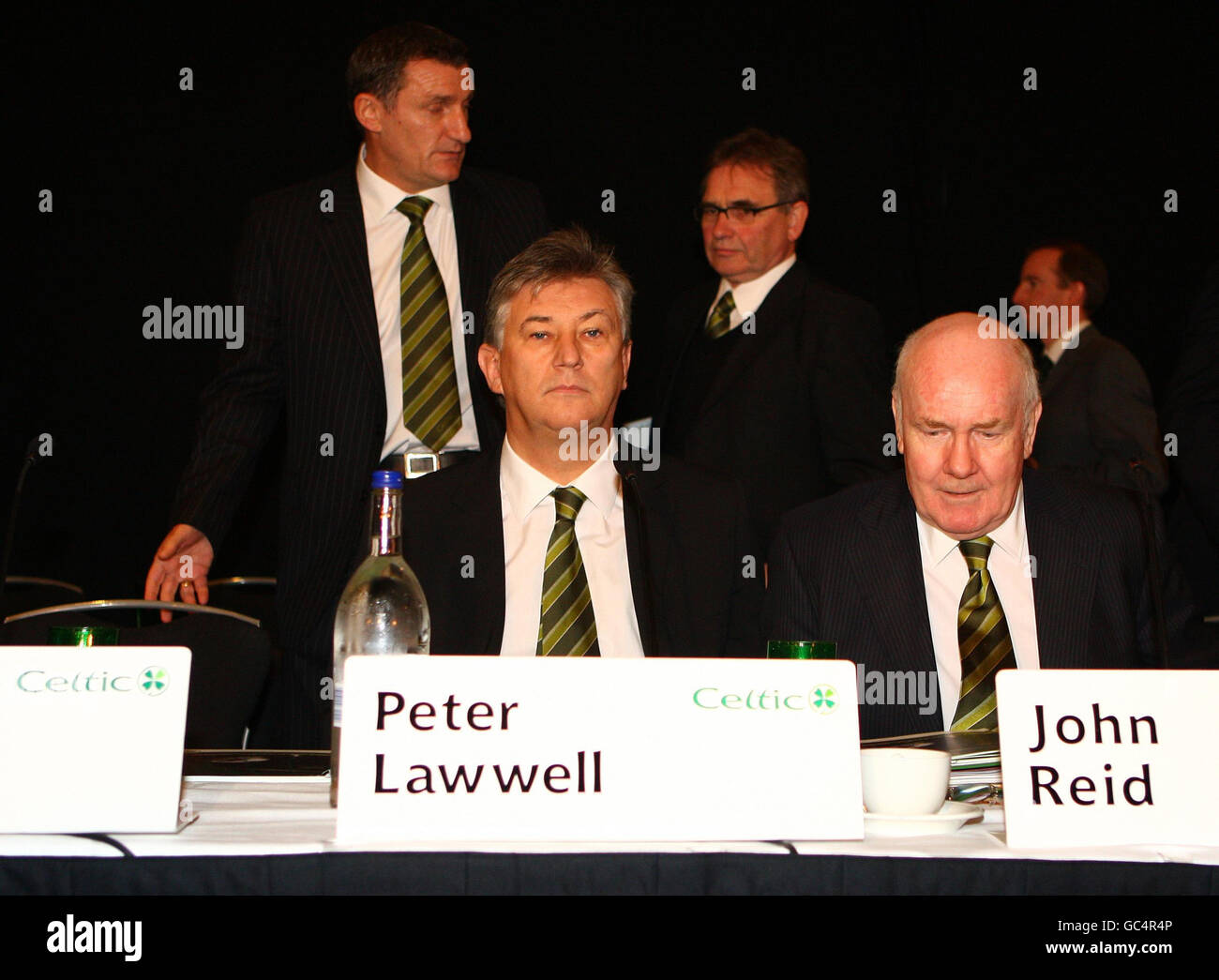 Celtic manager Tony Mowbray, chief executive Peter Lawwell, director ...