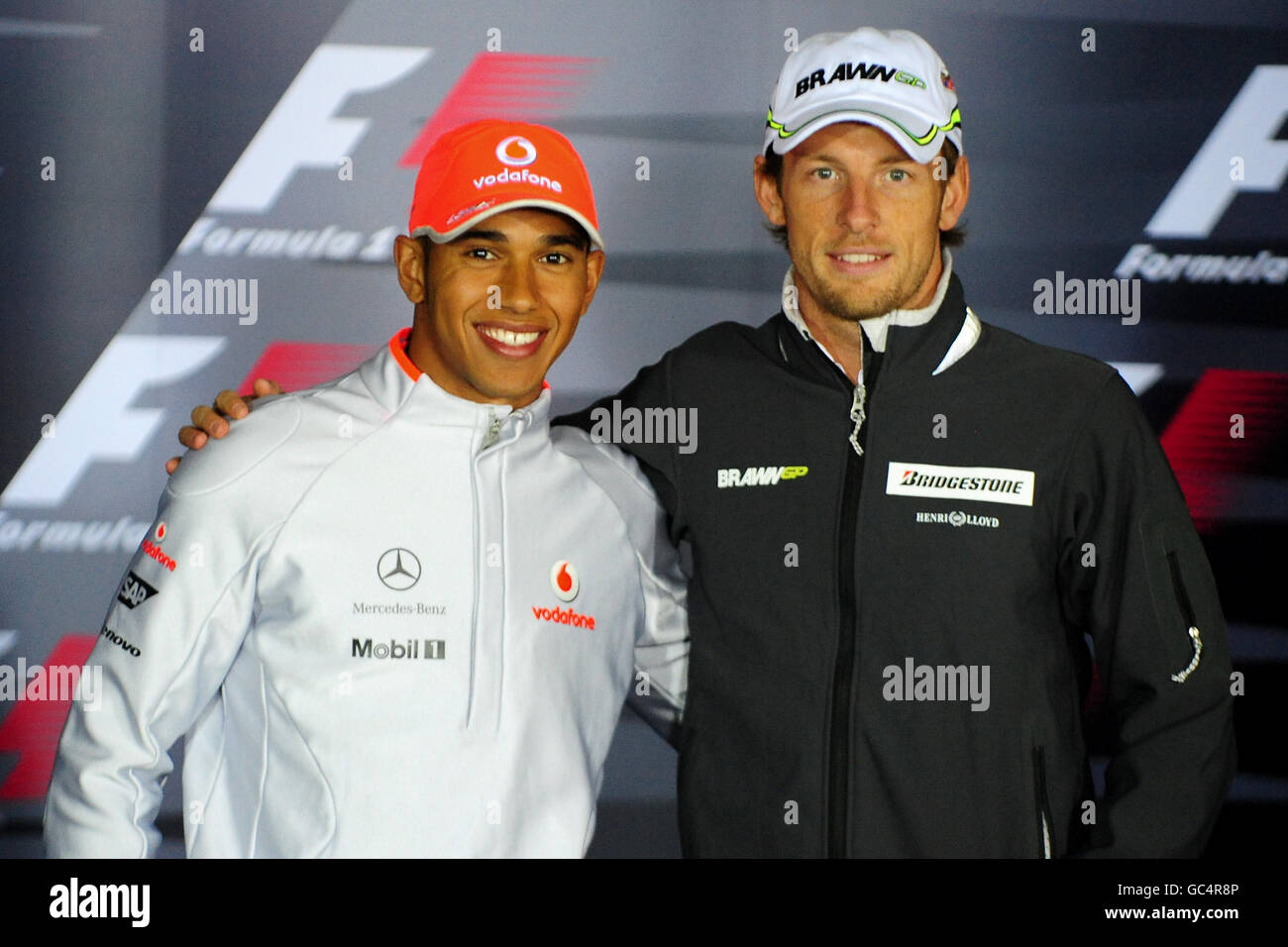 McLaren Mercedes Lewis Hamilton (left) and Brawn GP's Jenson Button ...