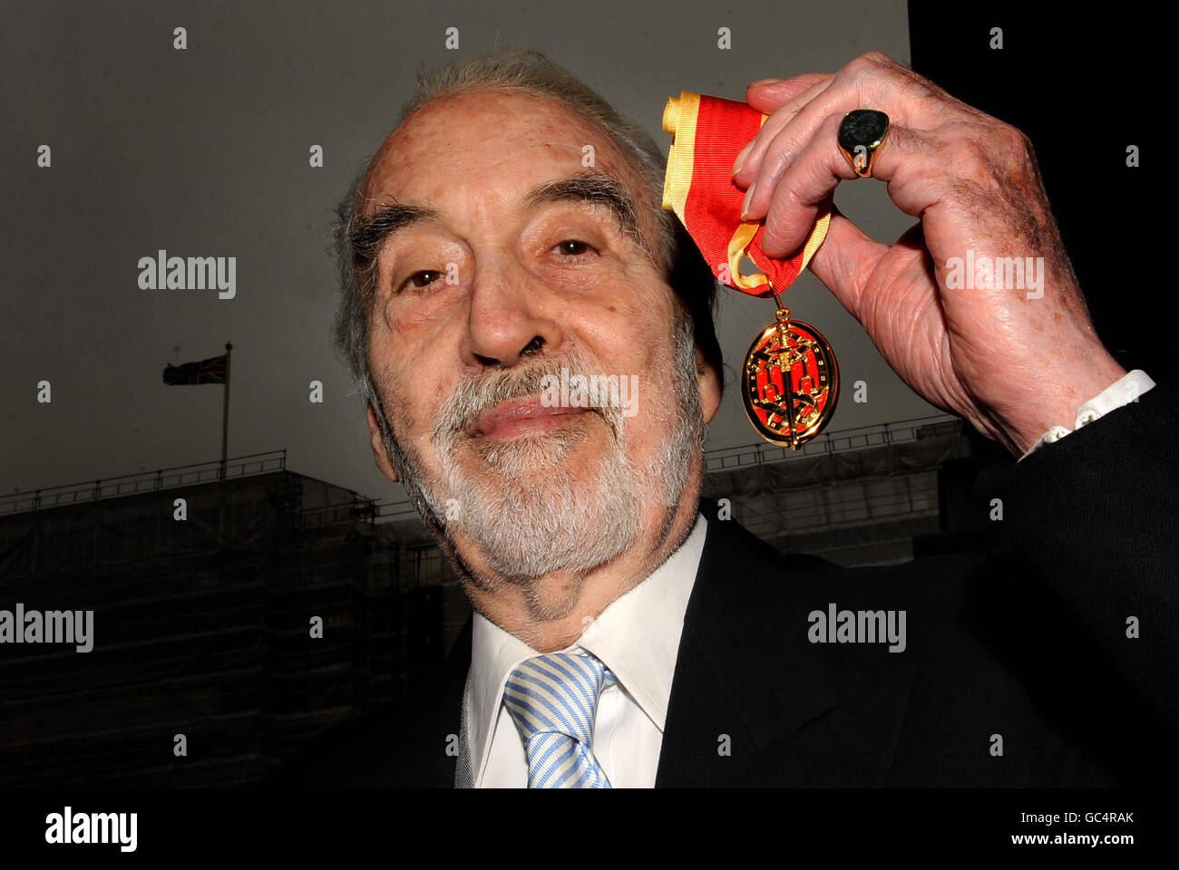 Actor Sir Christopher Lee after receiving a Knighthood at Buckingham ...