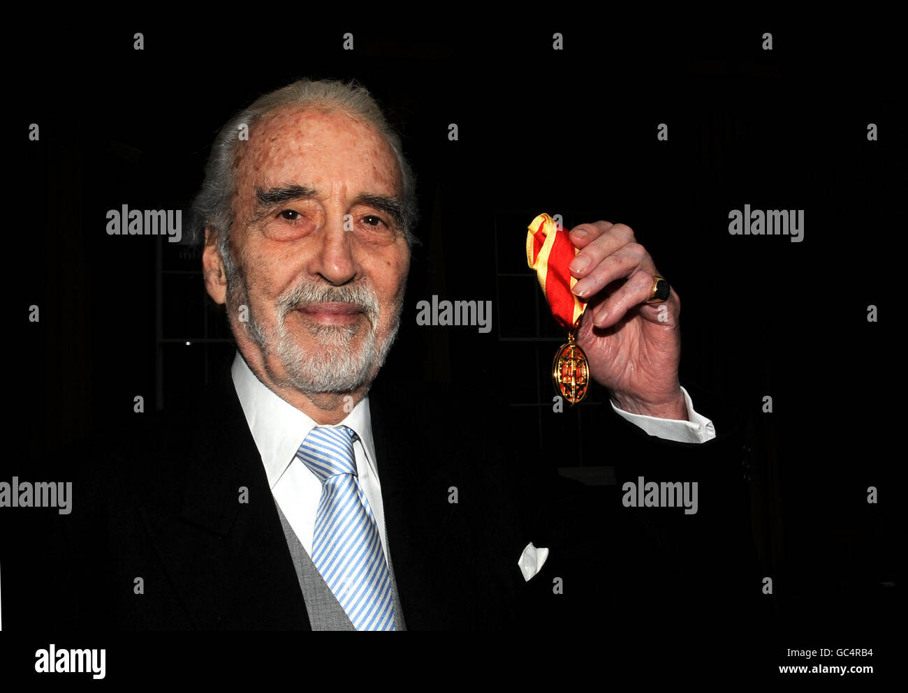 Actor Sir Christopher Lee after receiving a Knighthood at Buckingham ...