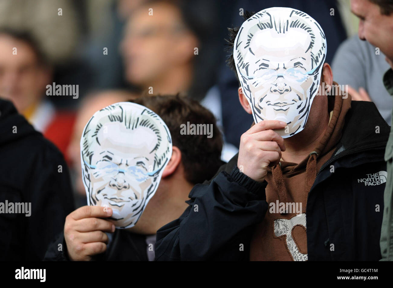 Notts County's fans with Sven Goran Eriksson masks during the Coca-Cola ...
