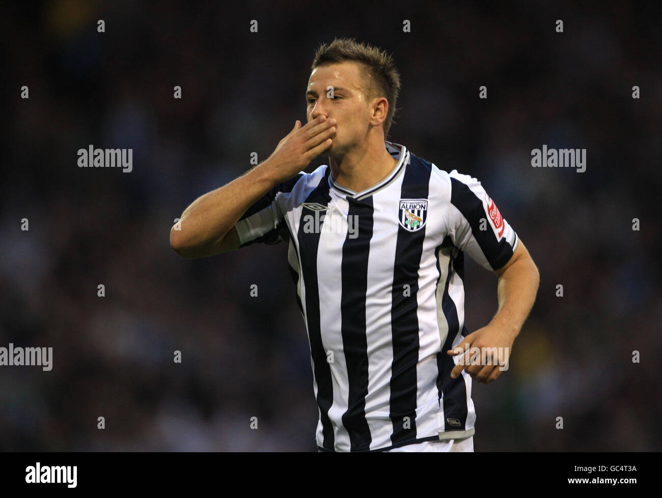 West Bromwich Albion's Simon Cox celebrates scoring the fifth goal ...