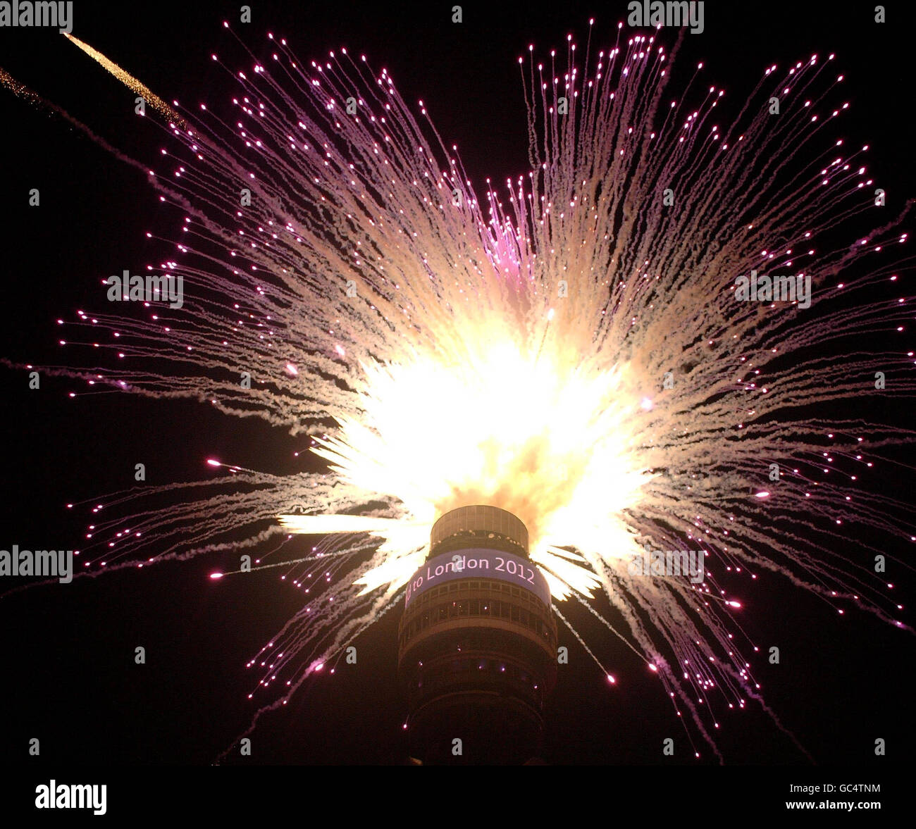 A view of the firework display on top of the BT Tower to mark the 1000 ...