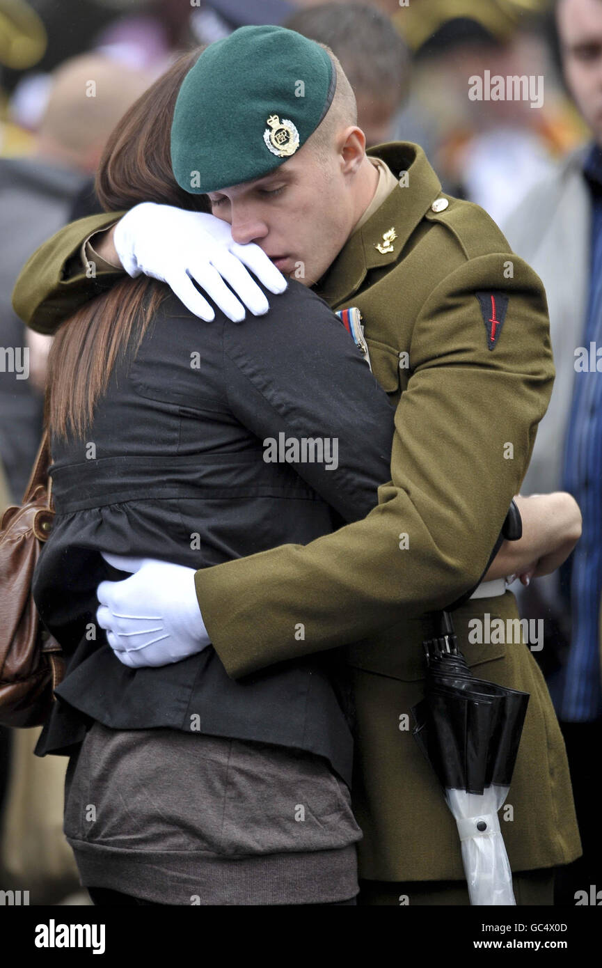 Sapper Neil Mercer, 21, from Surrey consoles his girlfriend Kelly ...